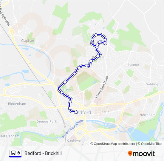 6 Route: Schedules, Stops & Maps - Bedford (Updated)