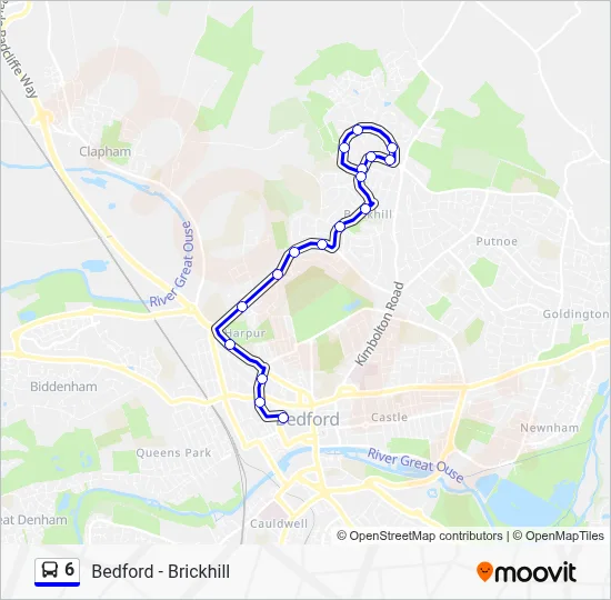 6 Route: Schedules, Stops & Maps - Bedford (Updated)