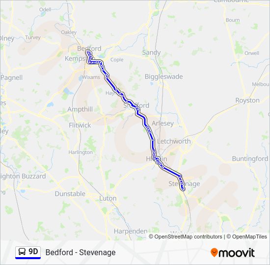9D Route: Schedules, Stops & Maps - Bedford (Updated)