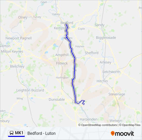 MK1 Route: Schedules, Stops & Maps - Bedford (Updated)
