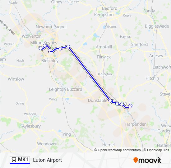 MK1 Route: Schedules, Stops & Maps - Luton Airport (Updated)
