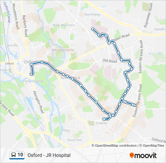 10 Route: Schedules, Stops & Maps - Oxford City Centre (Updated)