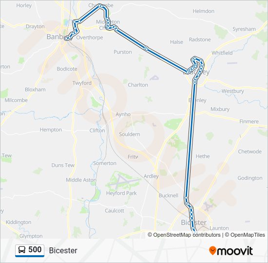 500 Route: Schedules, Stops & Maps - Bicester (Updated)