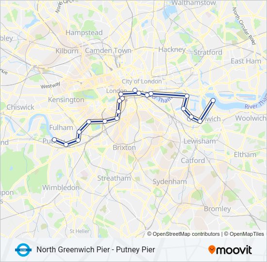 RB6 Route: Schedules, Stops & Maps - Putney Pier‎→North Greenwich Pier ...