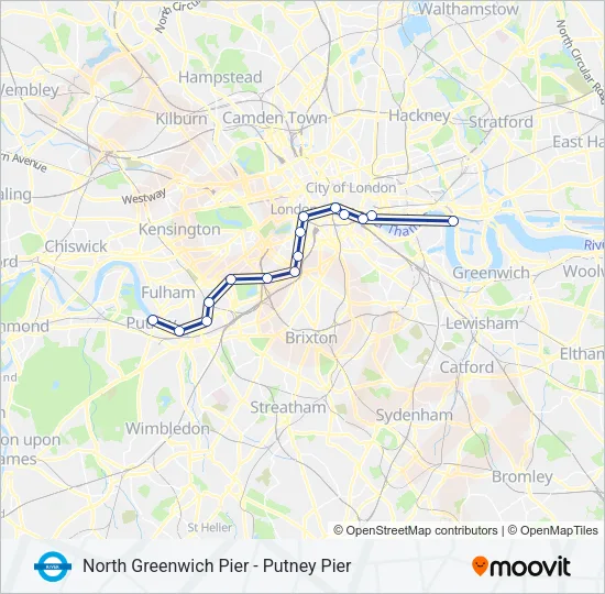 RB6 Route: Schedules, Stops & Maps - Canary Wharf Pier‎→Putney Pier ...