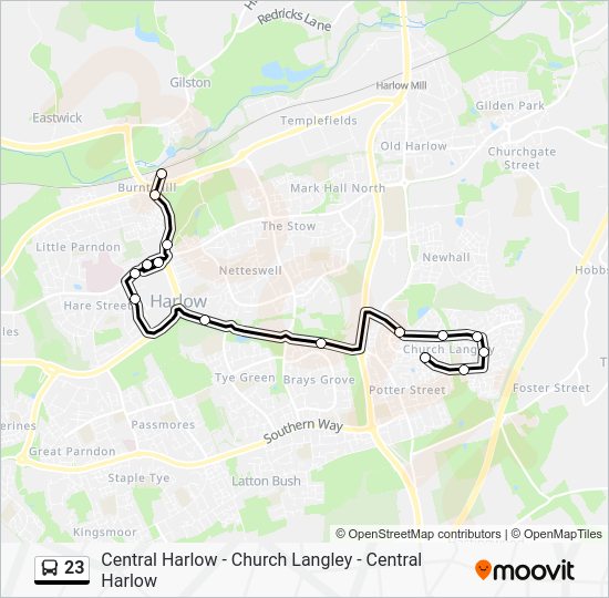 23 Route: Schedules, Stops & Maps - Church Langley (Updated)
