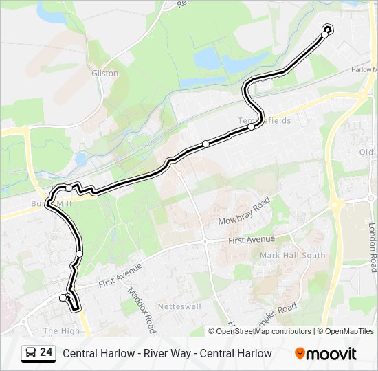 24 Route: Schedules, Stops & Maps - Templefields (Updated)