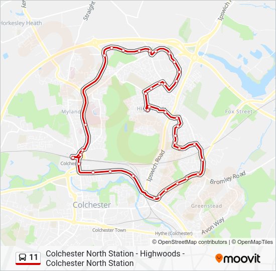 11 Route: Schedules, Stops & Maps - Colchester (Updated)
