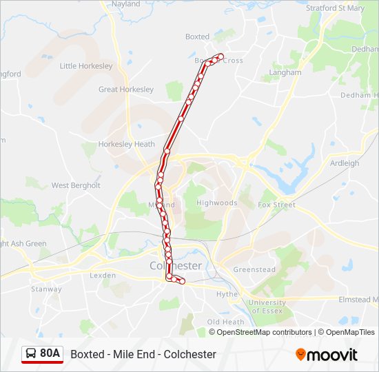 80a Route: Schedules, Stops & Maps - Boxted (Updated)