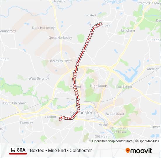 80A Route: Schedules, Stops & Maps - Colchester (Updated)