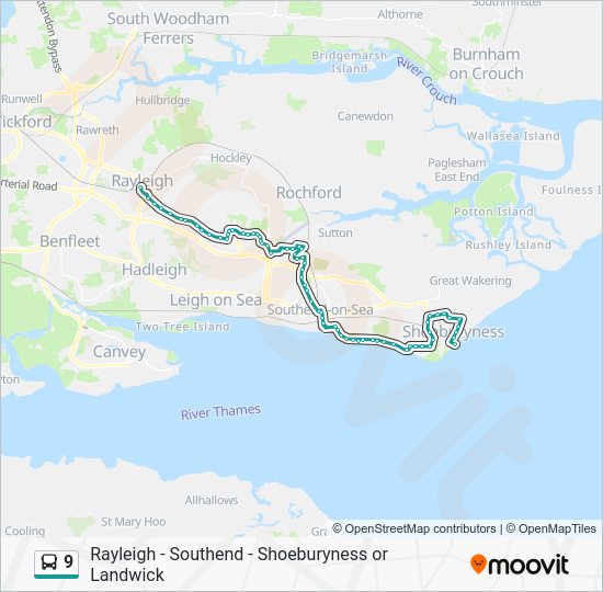 9 Route: Schedules, Stops & Maps - Rayleigh (Updated)