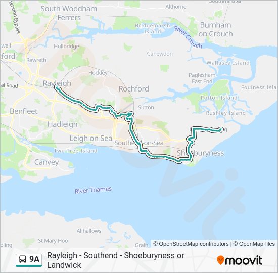 9A Route: Schedules, Stops & Maps - Rayleigh (Updated)