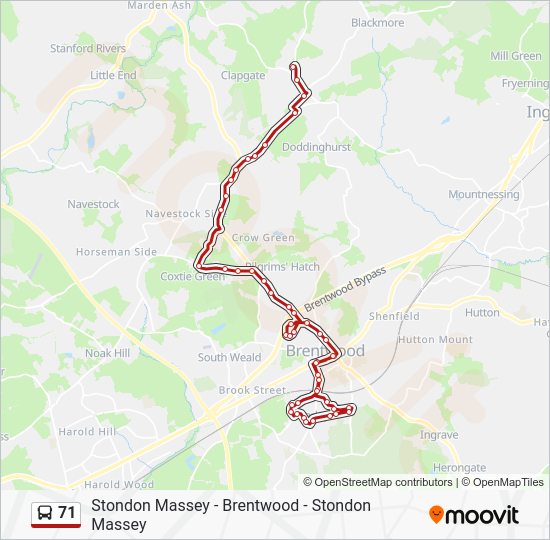 71 Route Schedules Stops Maps Brentwood Updated 