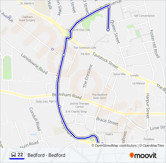 22 Route: Schedules, Stops & Maps - Bedford (Updated)