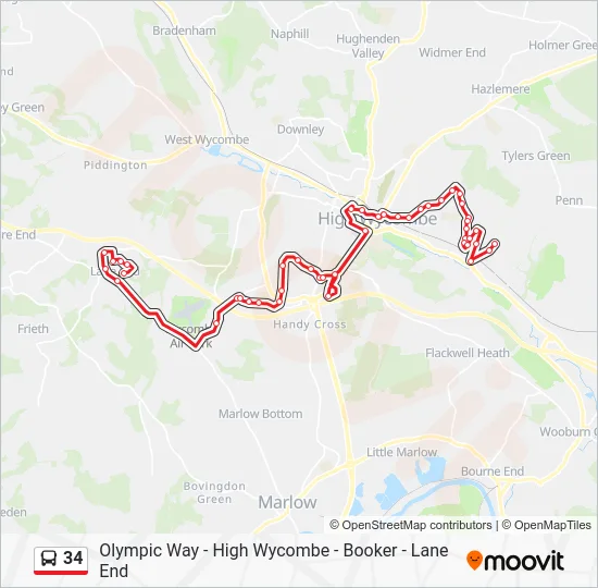 34 Route: Schedules, Stops & Maps - High Wycombe (Updated)