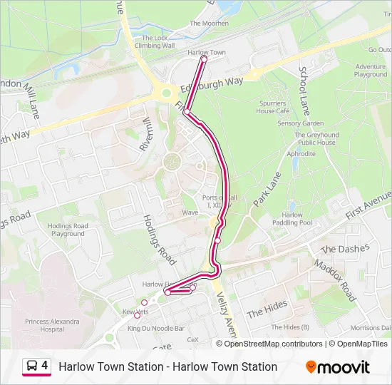 4 Route: Schedules, Stops & Maps - Harlow Town Centre (Updated)