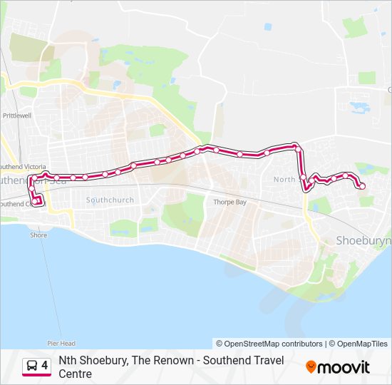 4 Route: Schedules, Stops & Maps - North Shoebury (Updated)