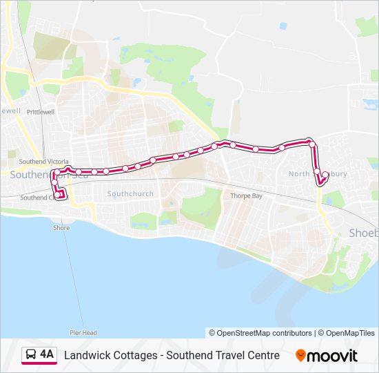 4A Route: Schedules, Stops & Maps - North Shoebury (Updated)