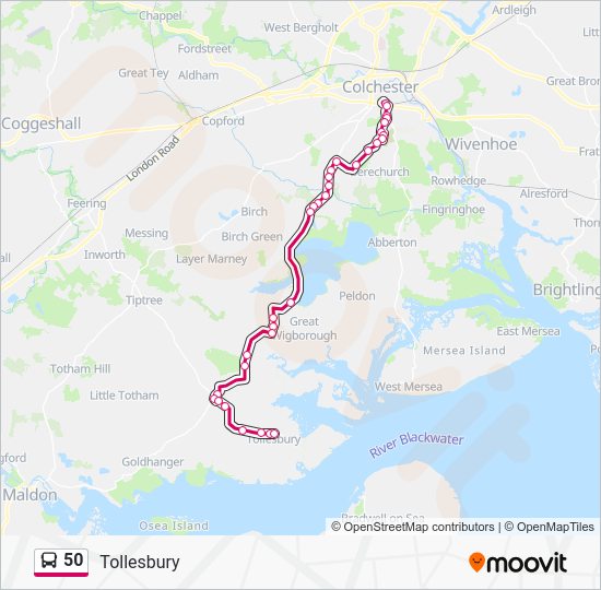 50 Route: Schedules, Stops & Maps - Tollesbury (Updated)