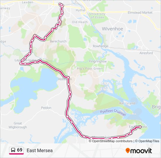 69 Route: Schedules, Stops & Maps - East Mersea (Updated)