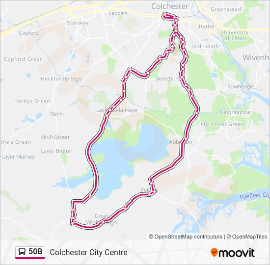 50b Route: Schedules, Stops & Maps - Colchester City Centre (Updated)