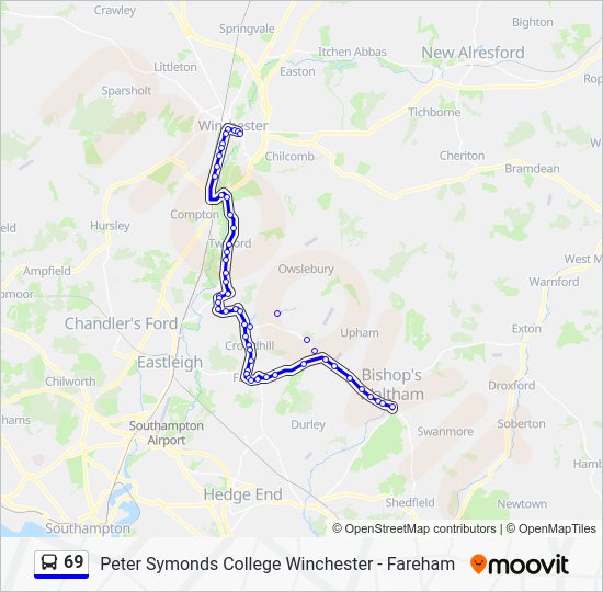 69 Route: Schedules, Stops & Maps - Bishops Waltham (Updated)