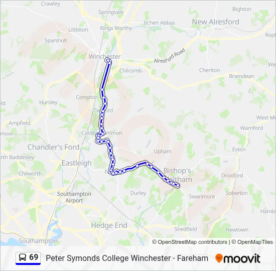 69 Route: Schedules, Stops & Maps - Bishops Waltham (Updated)
