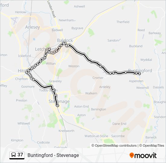 37 Route: Schedules, Stops & Maps - Stevenage (Updated)