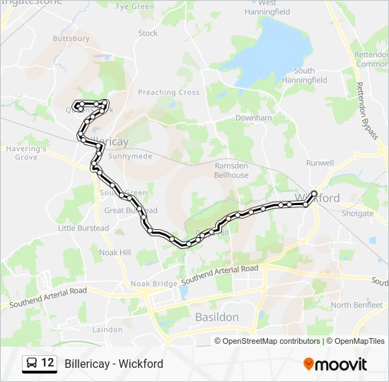 12 Route: Schedules, Stops & Maps - Wickford (Updated)
