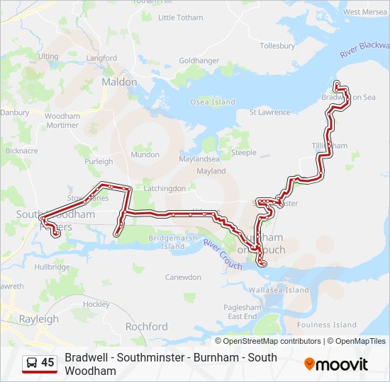 45 Route: Schedules, Stops & Maps - South Woodham Ferrers (Updated)