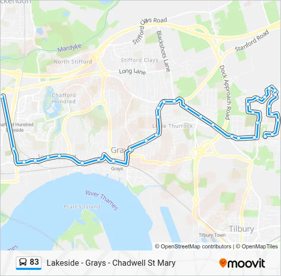83 Route: Schedules, Stops & Maps - Chadwell St Mary (Updated)