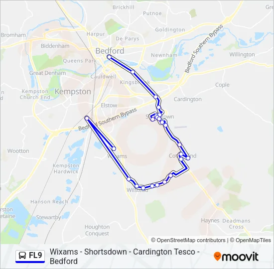FL9 Route: Schedules, Stops & Maps - Wixams (Updated)