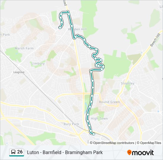 26 Route: Schedules, Stops & Maps - Luton Town Centre (Updated)