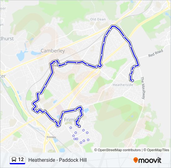 12 Route: Schedules, Stops & Maps - Frimley (Updated)