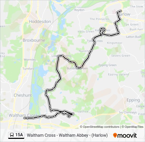 15A Route: Schedules, Stops & Maps - Waltham Cross (Updated)