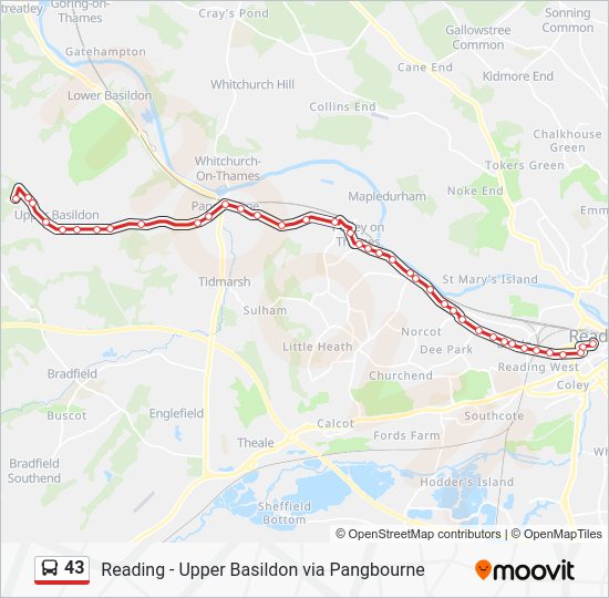 43 Route: Schedules, Stops & Maps - Reading Town Centre (Updated)