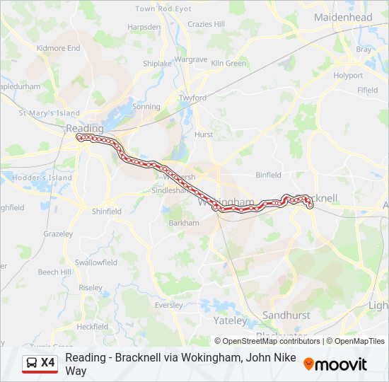 X4 Route: Schedules, Stops & Maps - Reading Town Centre (Updated)
