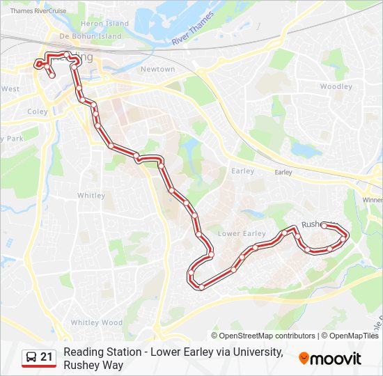 21 Route: Schedules, Stops & Maps - Lower Earley (Updated)