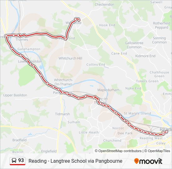 93 Route: Schedules, Stops & Maps - Reading Town Centre (Updated)