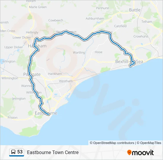 53 Route: Schedules, Stops & Maps - Eastbourne Town Centre (Updated)
