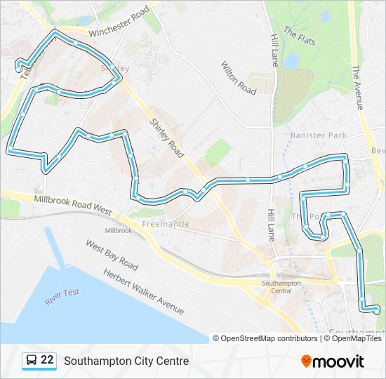 22 Route: Schedules, Stops & Maps - Southampton City Centre (Updated)