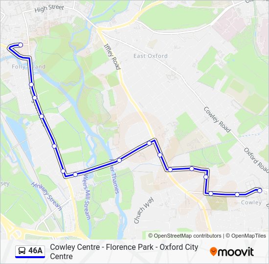46A Route: Schedules, Stops & Maps - Oxford City Centre (Updated)