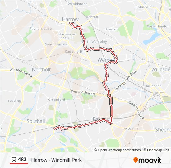 483 Route: Schedules, Stops & Maps - Harrow (Updated)