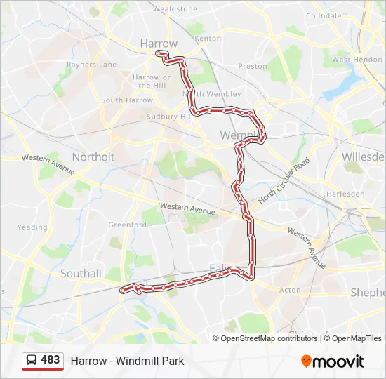 483 Route: Schedules, Stops & Maps - Harrow (Updated)