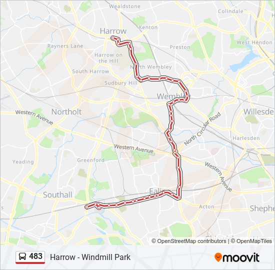 483 Route: Schedules, Stops & Maps - Harrow (Updated)