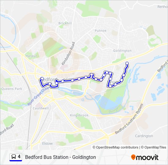 4 Route: Schedules, Stops & Maps - Goldington (Updated)