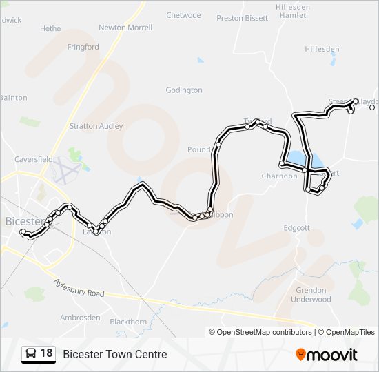 18 Route: Schedules, Stops & Maps - Bicester Town Centre (Updated)