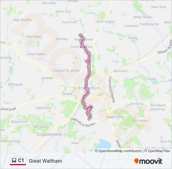 C1 Route: Schedules, Stops & Maps - Great Waltham (Updated)