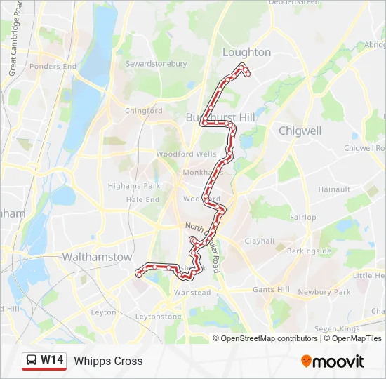 W14 Route: Schedules, Stops & Maps - Whipps Cross (Updated)