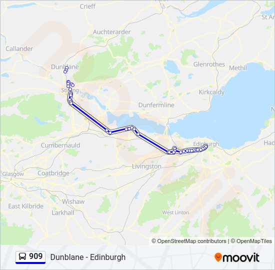 909 Route: Schedules, Stops & Maps - Edinburgh (Updated)